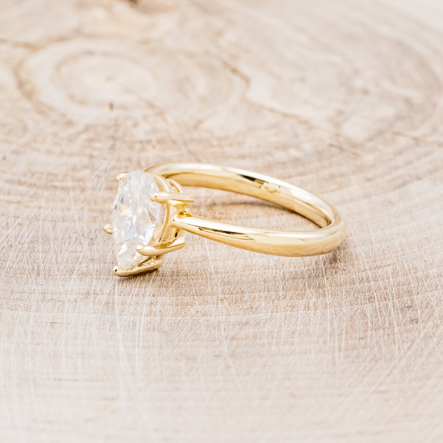 5 Prong Pear Cut Moissanite Solitaire Engagement Ring